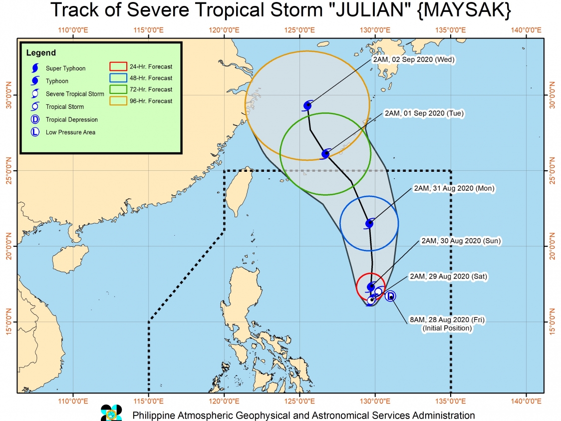 Julian becomes severe tropical storm while barely moving over PH Sea