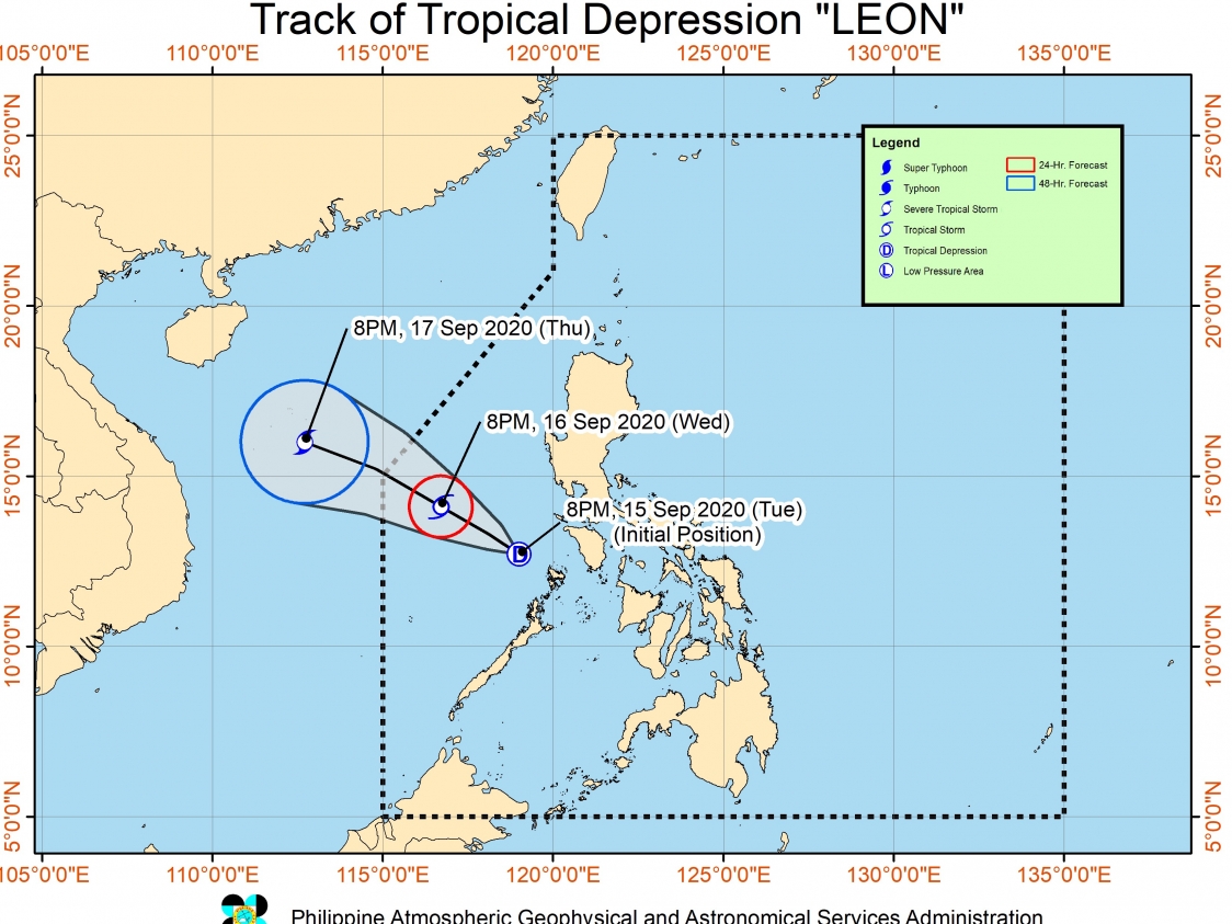 LPA over West Philippine Sea now Tropical Depression Leon