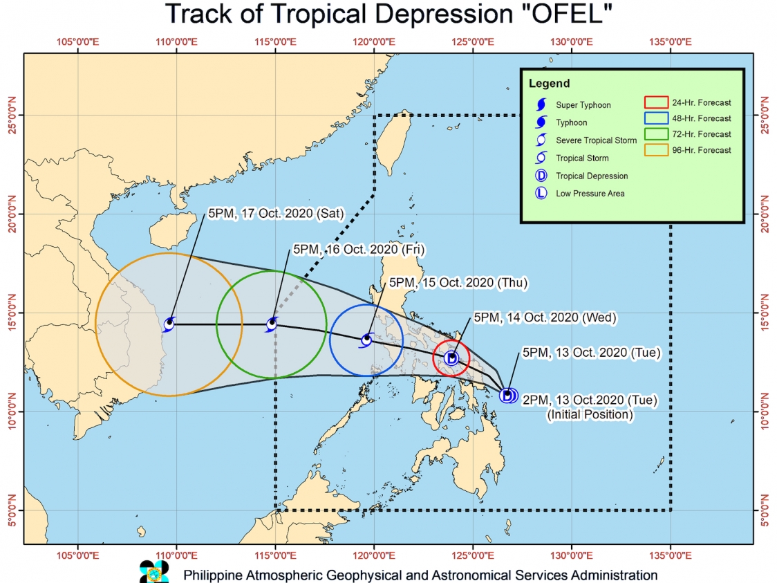 Tropical Depression Ofel slows down as it heads for Eastern, Northern Samar
