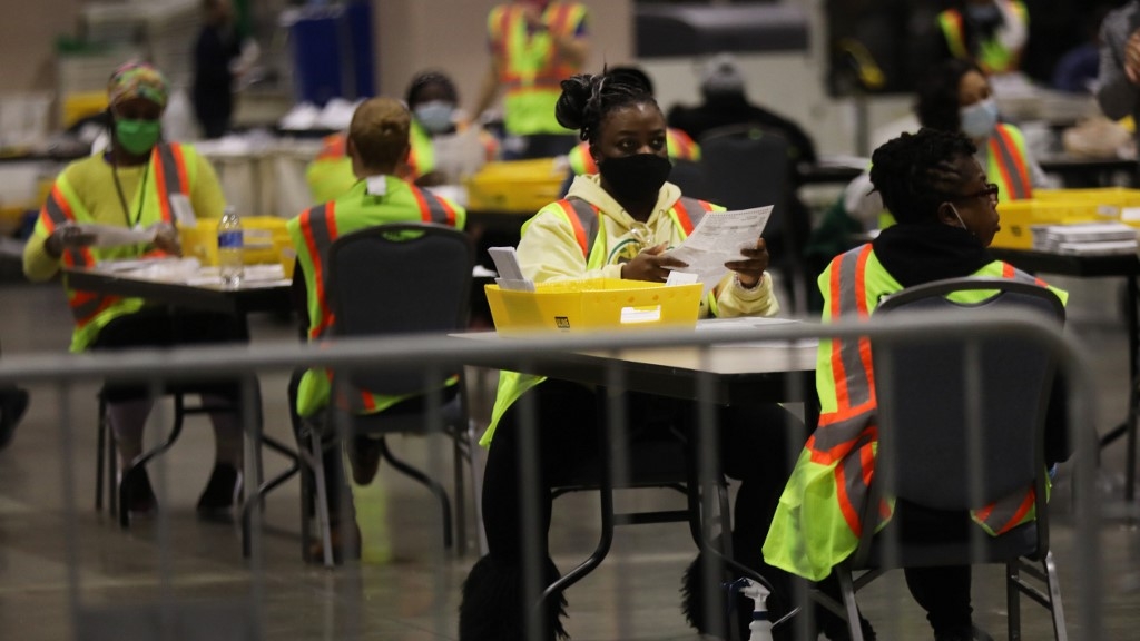 Gloved and masked, US vote counters keep focused on historic task