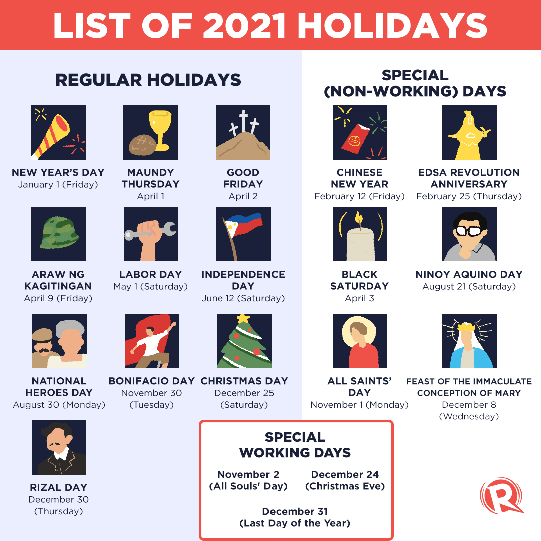 LIST Philippine Holidays For 2021 LIST Philippine Holidays For 2021