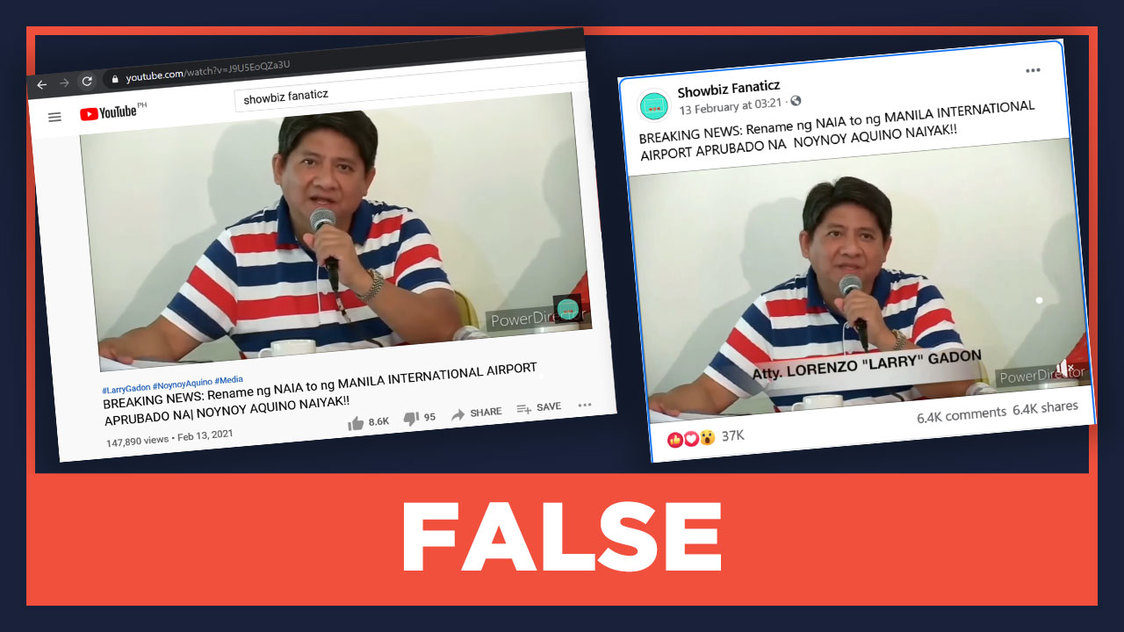 FALSE: Renaming of NAIA to MIA confirmed