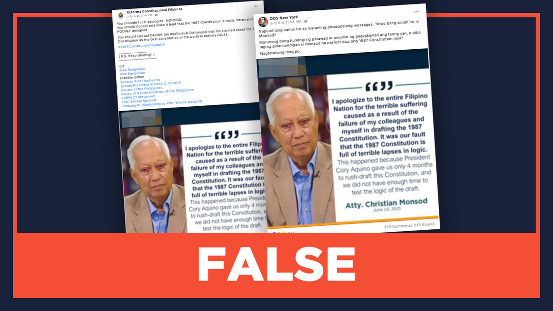 FALSE: Christian Monsod apologizes for lapses in 1987 Philippine ...