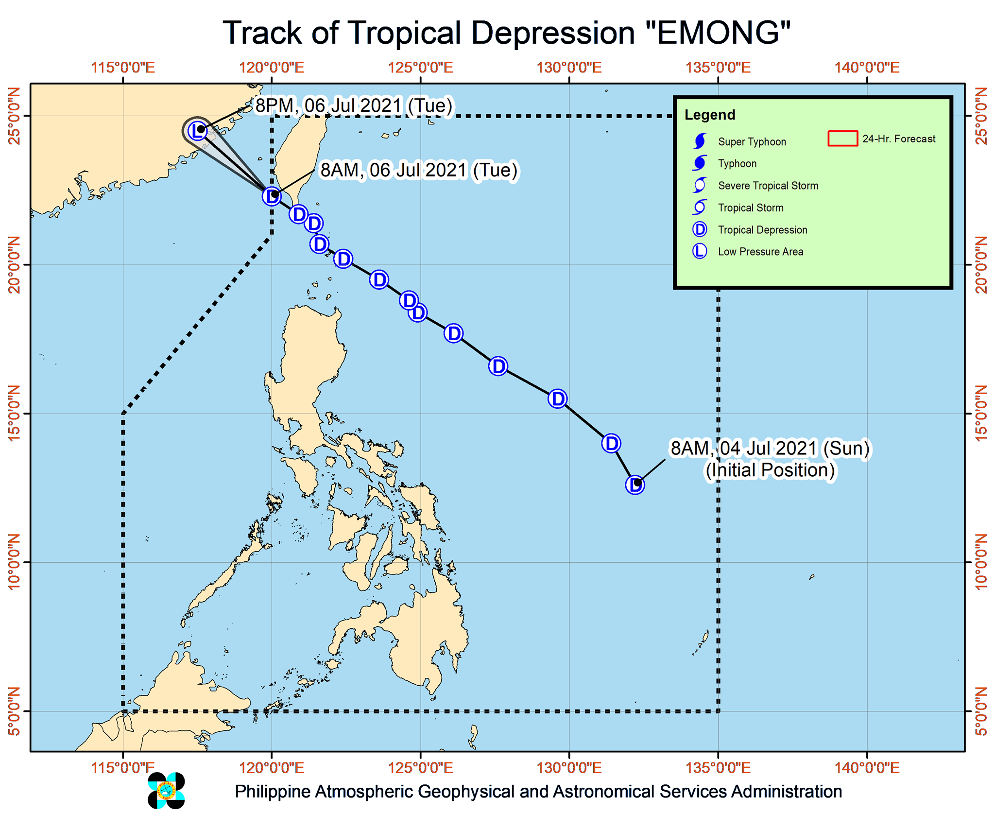 Tropical Depression Emong leaves PAR