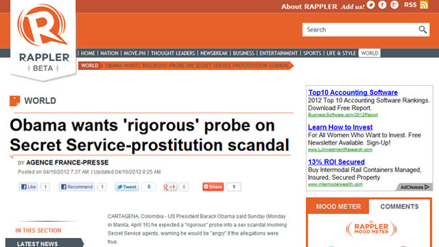 Obama Disgusted Over Secret Service Sex Scandal